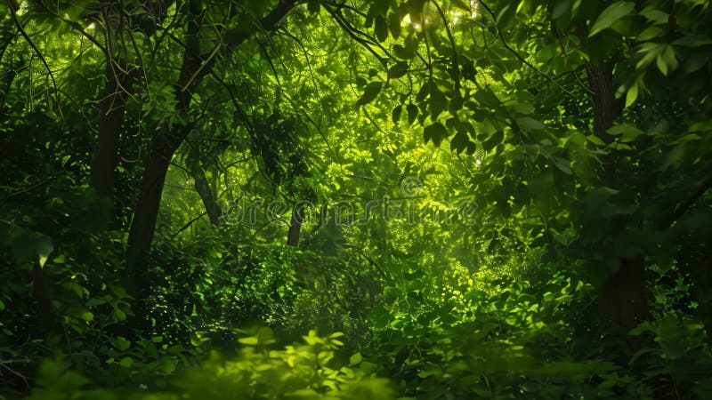 Sunlight Filtering through Dense Green Foliage Creates a Dappled ...
