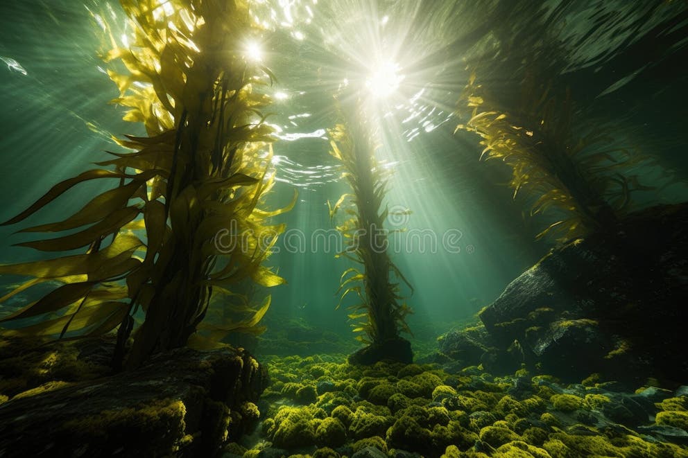 Sunlight Filtering through Dense Kelp Canopy Stock Photo - Image of ...