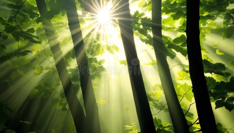 Sunlight Filtering through Forest Trees Stock Image - Image of ...