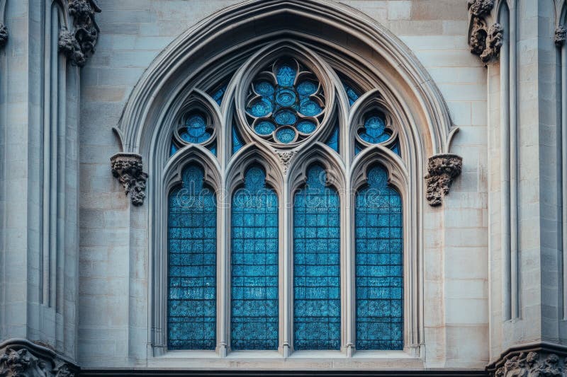 Sunlight Filtering through an Ornate, Arched Stained Glass Window ...
