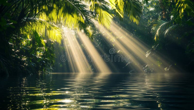 Radiant Sea with Sun Reflections. Generative AI Stock Illustration ...