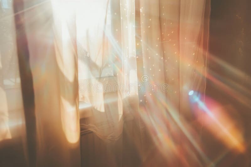 Sunlight Filtering through Sheer White Curtains in a Serene Minimalist ...