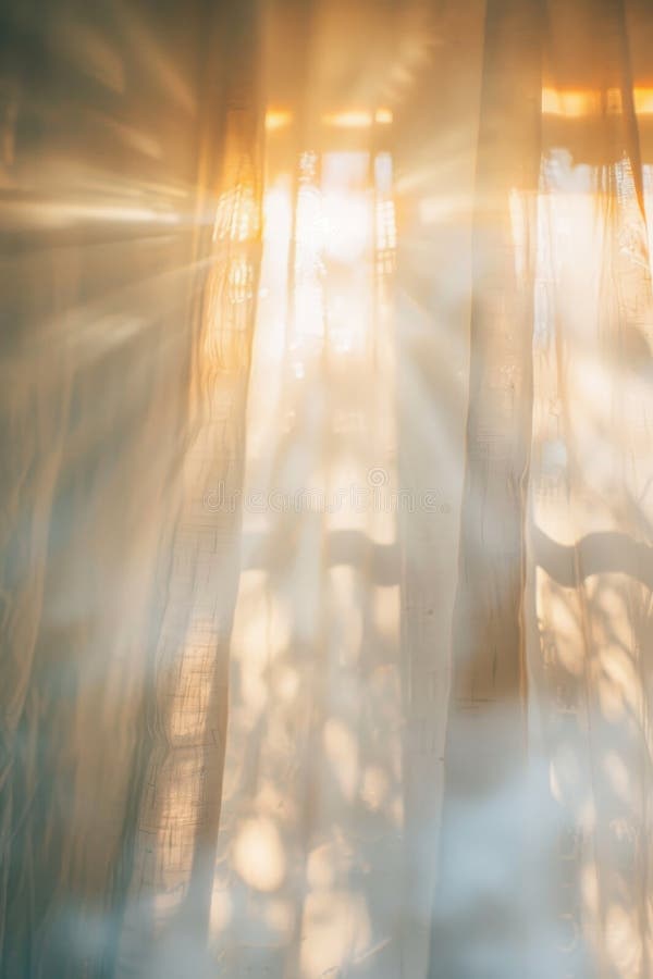 Sunlight Filtering through Sheer White Curtains in a Serene Minimalist ...