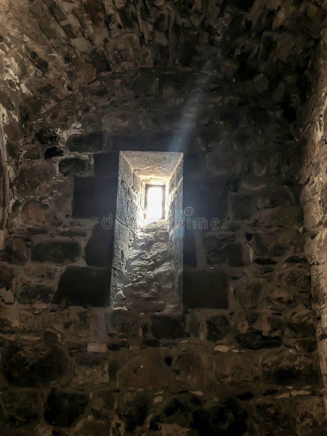 Sunlight Filtering through the Small Window in the Historic Stone ...