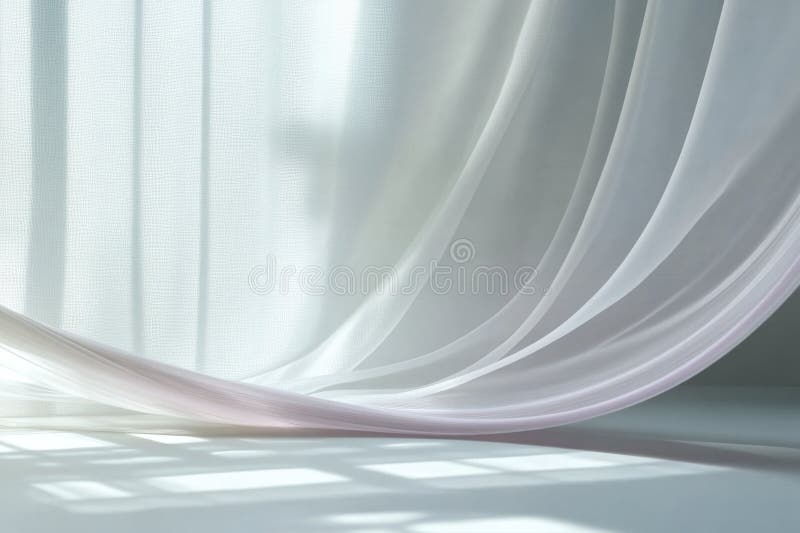 Sunlight Filtering through Soft White Curtains in a Serene Minimalist ...