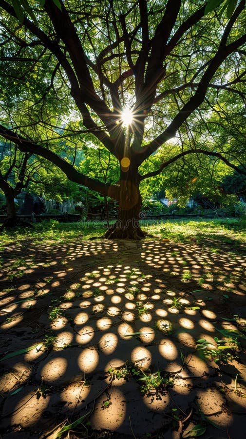 Sunlight Filtering through Tree Branches Creates Patterns of Light and ...