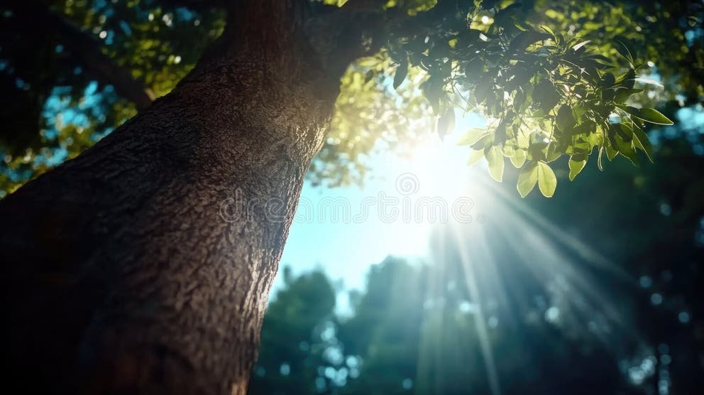 Sunlight Filtering through Tree Canopy in a Forest Setting Stock Image ...