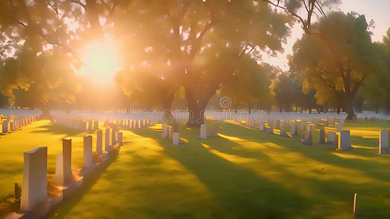 Sunlight Filtering through Trees in Cemetery Stock Video - Video of ...