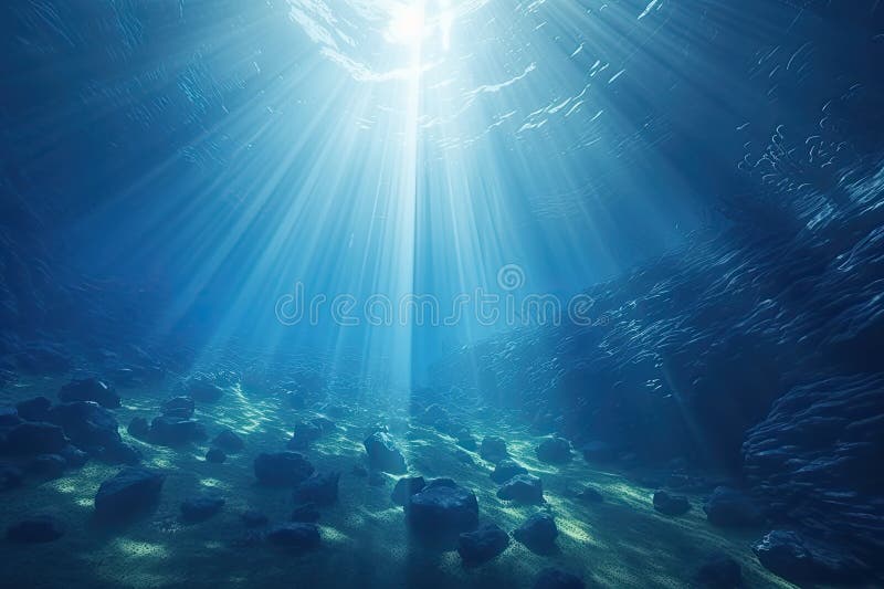 Sunlight Filtering through Water in Cave Stock Illustration ...