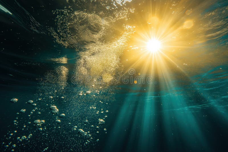 Bubbles Rising Shimmering Water Sunlight Filtering Stock Photos - Free ...
