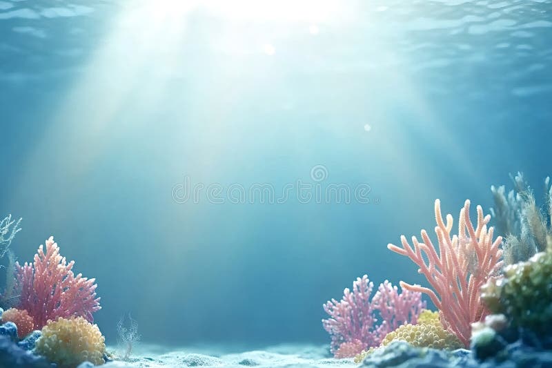 Sunlight Filtering through Water Surface Illuminating Coral Reef Stock ...