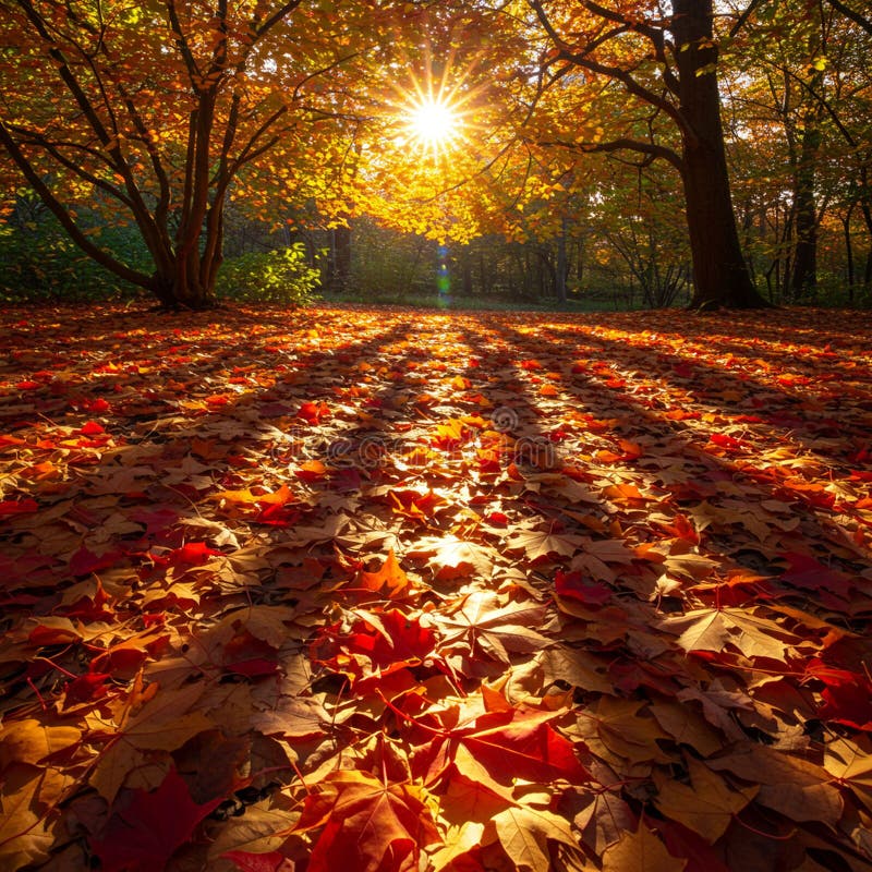 Sunlight Filters through the Branches of Deciduous Trees, Casting Long ...