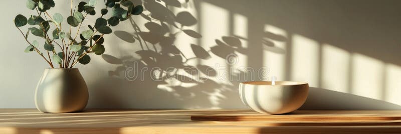 Sunlight Filters through, Casting Shadows of Leaves on a Smooth Surface ...