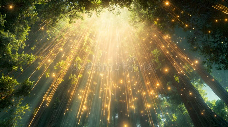Sunlight Filters through a Dense Forest Creating a Magical Atmosphere ...
