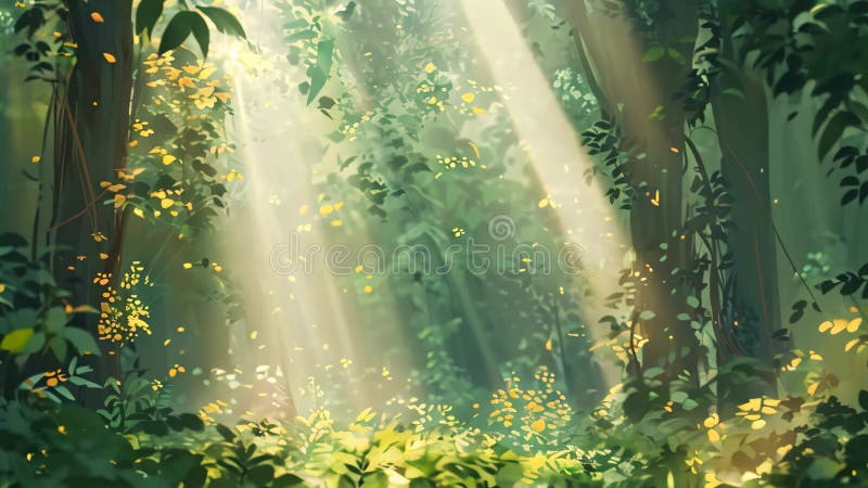 Sunlight Beams through the Dense Green Foliage of a Tropical Forest ...