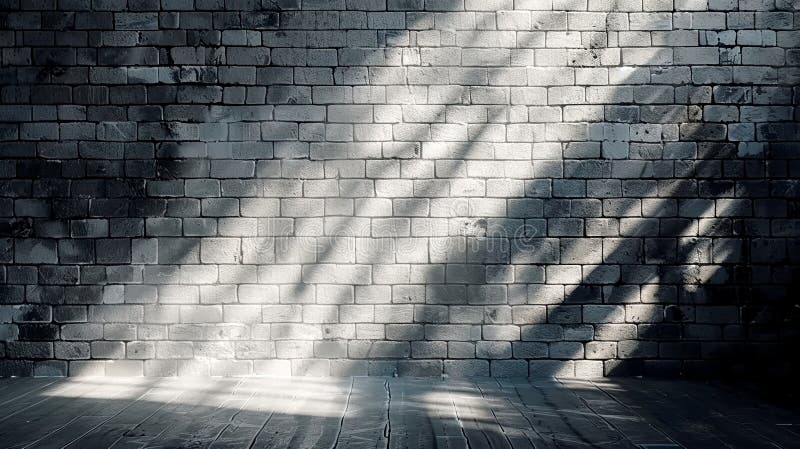 Light Streaming through Shadows on a Weathered Brick Wall in an ...