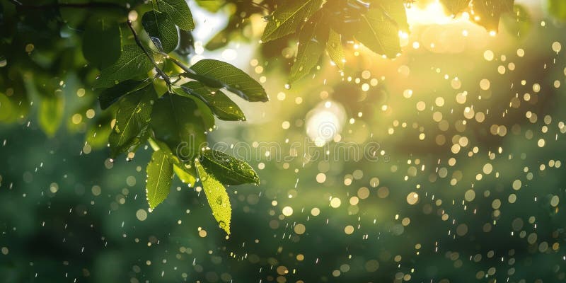 Sun Shining through Leaves of Tree. Generative AI Stock Illustration ...