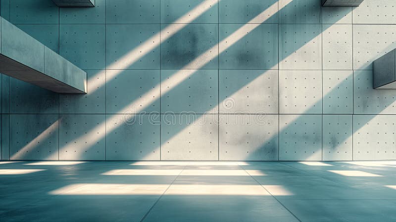 Sunlight Casting Shadows Across Concrete Wall in Modern Museum Interior ...