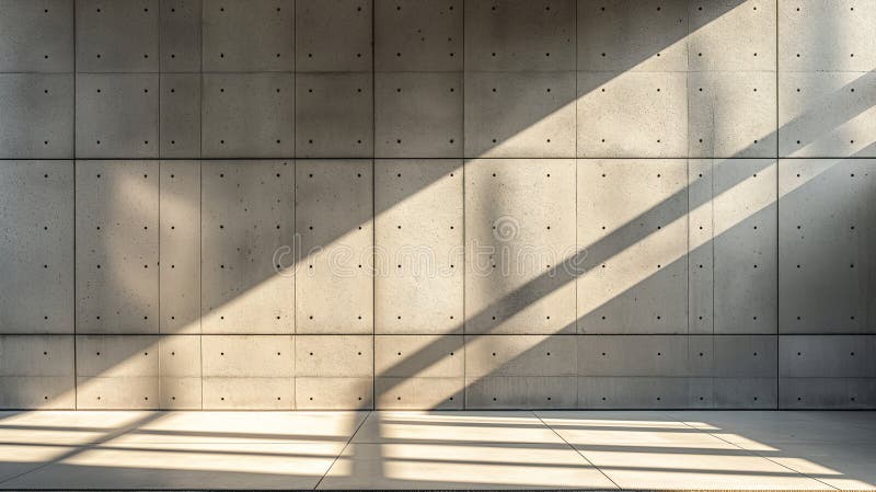 Sunlight Casting Shadows Across Concrete Wall in Modern Museum Interior ...