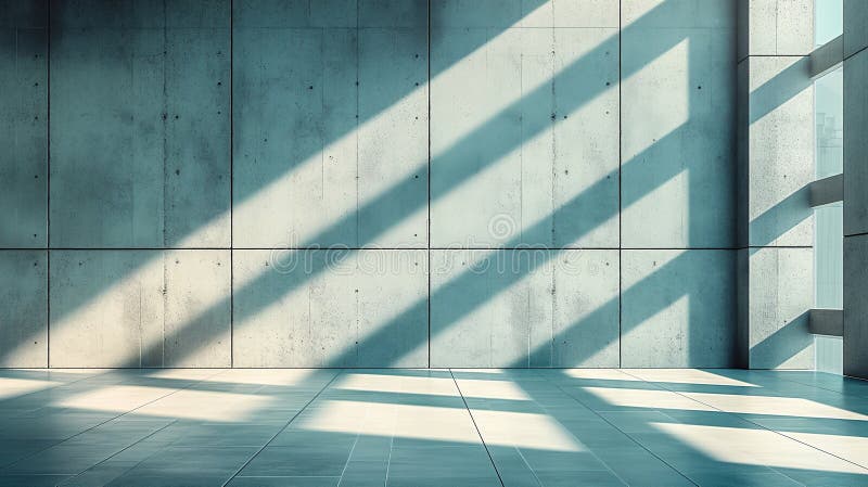 Sunlight Casting Shadows Across Concrete Wall in Modern Museum Interior ...