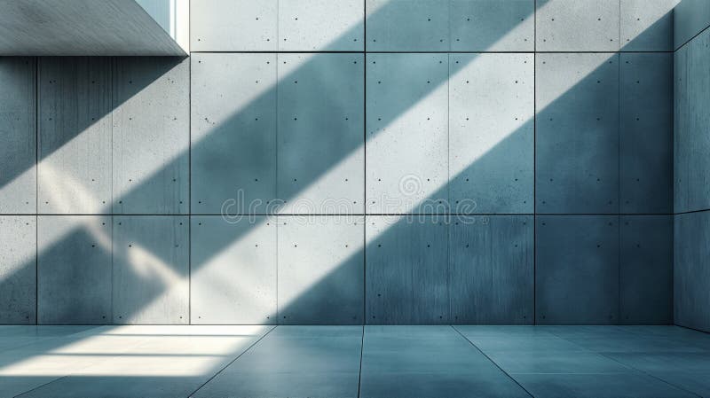 Sunlight Casting Shadows Across Concrete Wall in Modern Museum Interior ...