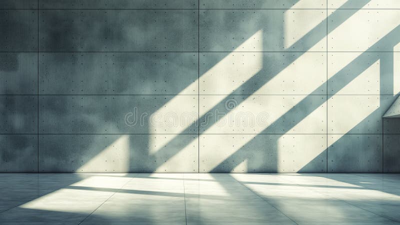 Sunlight Casting Shadows Across Concrete Wall in Modern Museum Interior ...