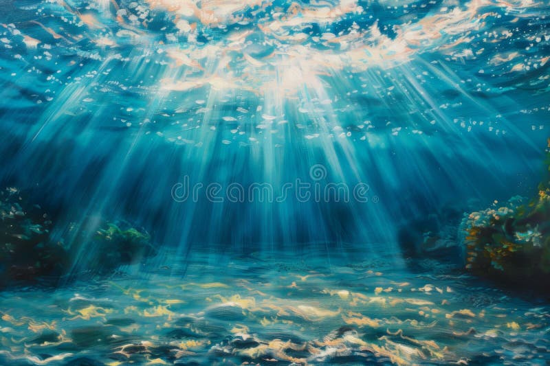 Sunlight Filters through the Ocean Surface, Highlighting the Dynamic ...