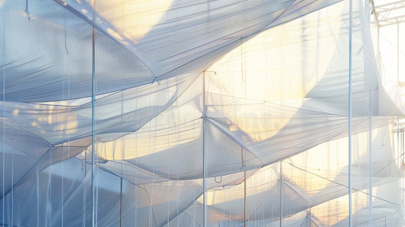 Sunlight Filters through the Translucent Construction Fabric Creating a ...