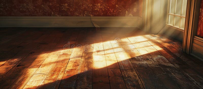 Sunlight Filters through Window, Casting Shadow on Brown Hardwood ...
