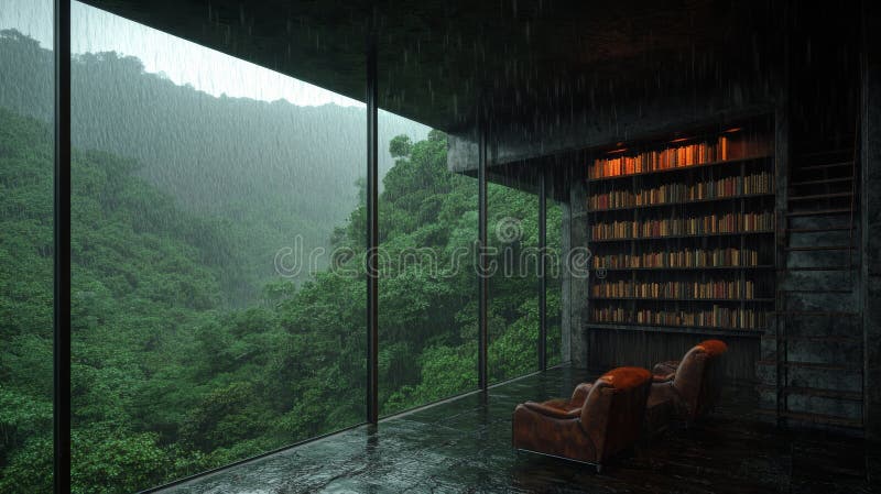 Sunlight Filters through the Windows of a Cozy Library, Creating ...