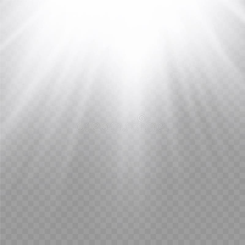 White Beam Lights Spotlights Vector. Transparent Effect. Bright ...