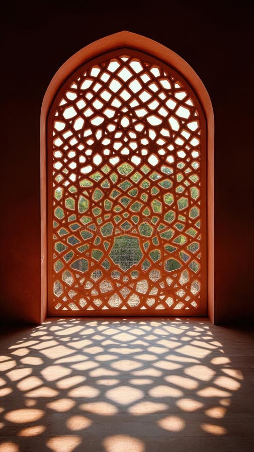 Sunlight Flows through Carved Window Creating Pattern Shadows and ...