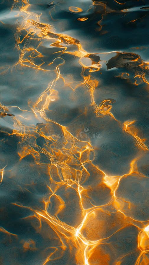 Sunlight Gleaming Across Rippling Water, Casting Shimmering Golden ...