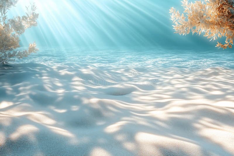 Sunlight Glimmers on the Sandy Ocean Floor in a Peaceful Underwater ...