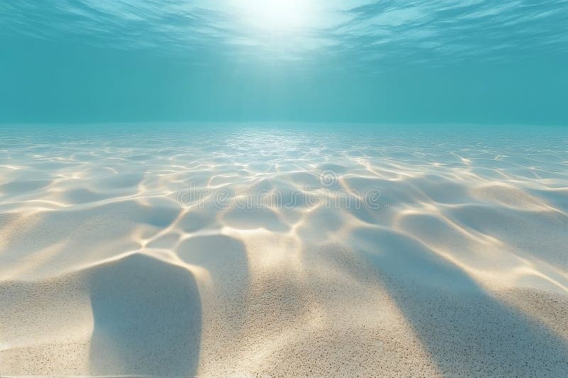 Sunlight Glimmers on the Sandy Ocean Floor in a Peaceful Underwater ...