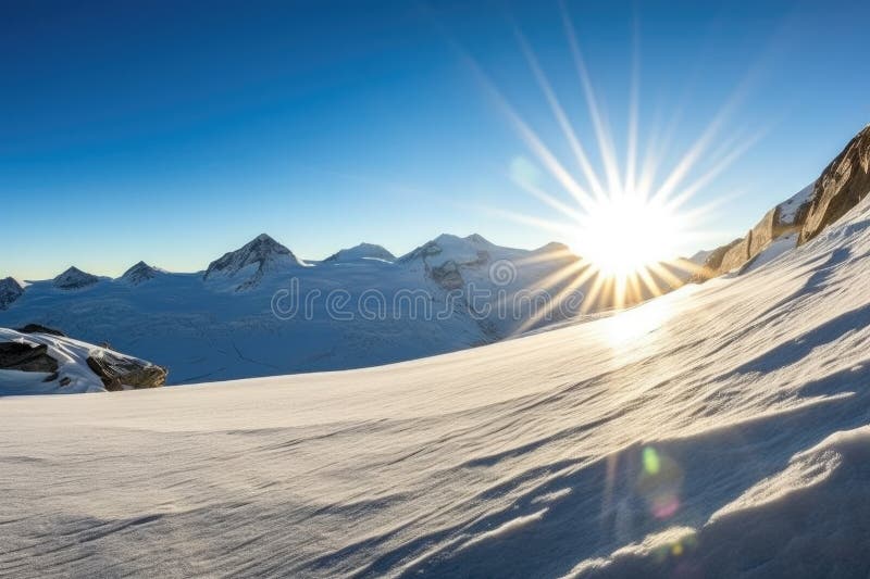Sunlight Glinting Off Alpine Glacier Surface Stock Photo - Image of ...