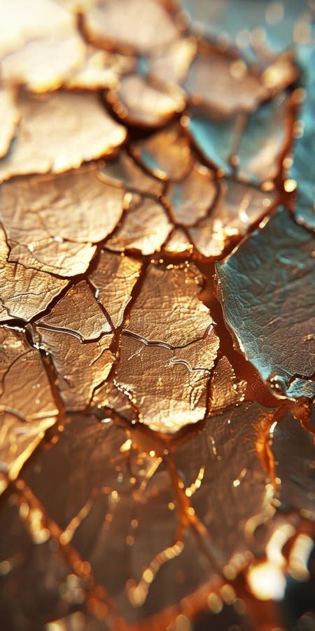Sunlight Highlighting Textures on Golden Cracked Earth Surface Stock ...