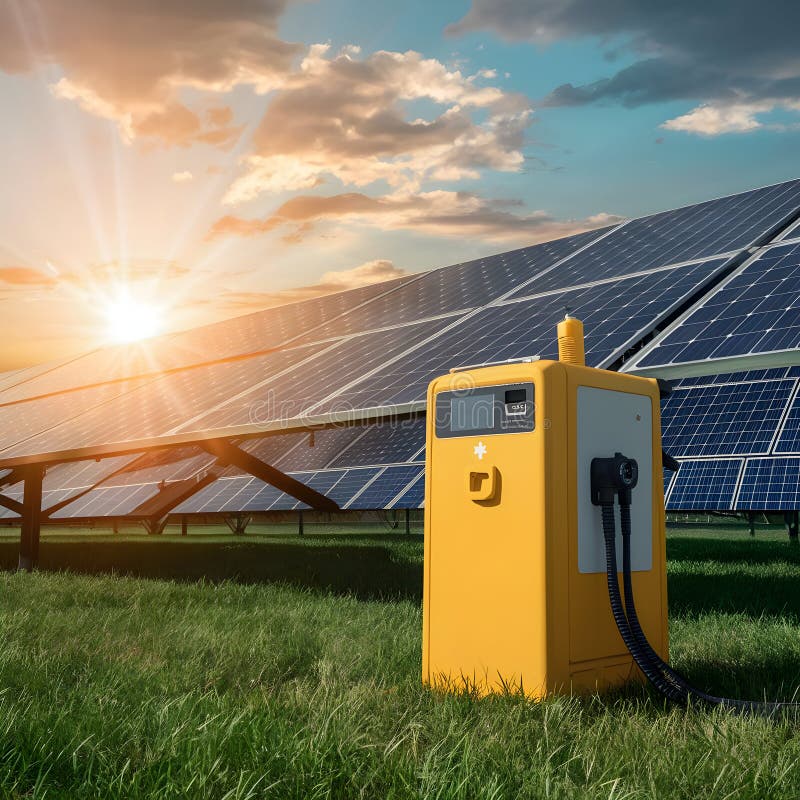 Sunlight Hits the Solar Panels in Charging Machine, Generating ...