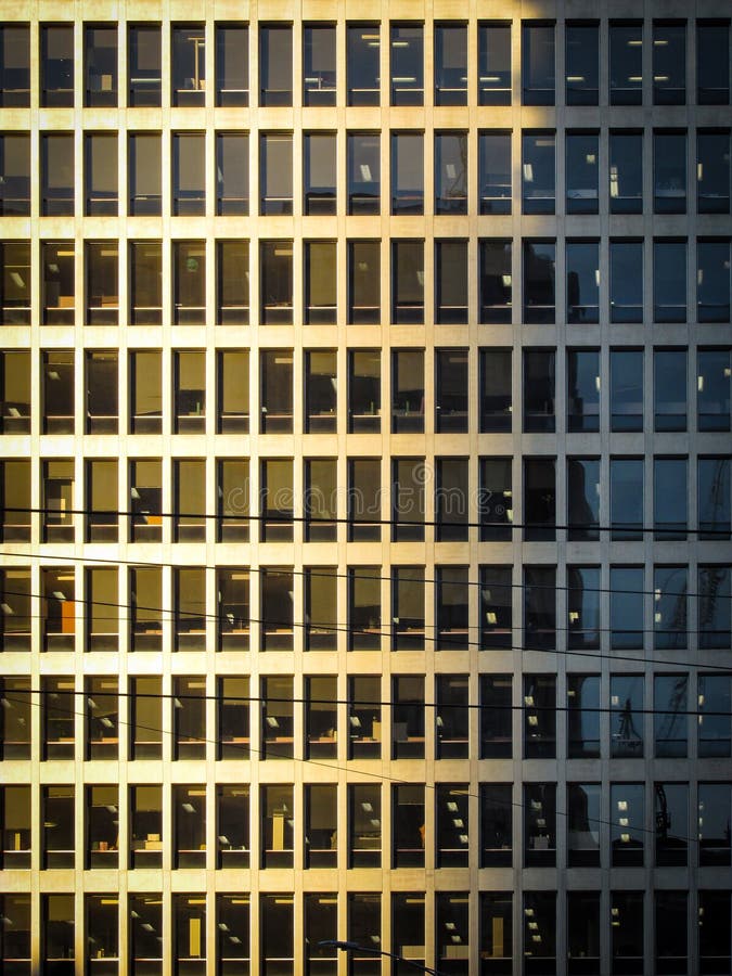 Sunlight Illuminated Rectangular Windows on a Concrete Building Stock ...