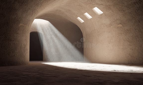 Sunlight Illuminates an Arched Cave Interior, Creating a Stark Contrast ...