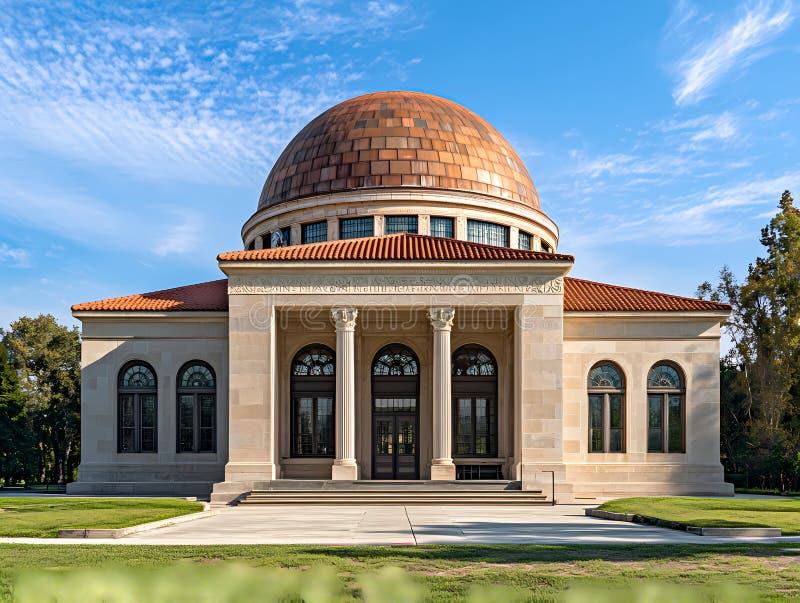 Impressive Building with Copper Dome and Columns on Sunny Day Stock ...
