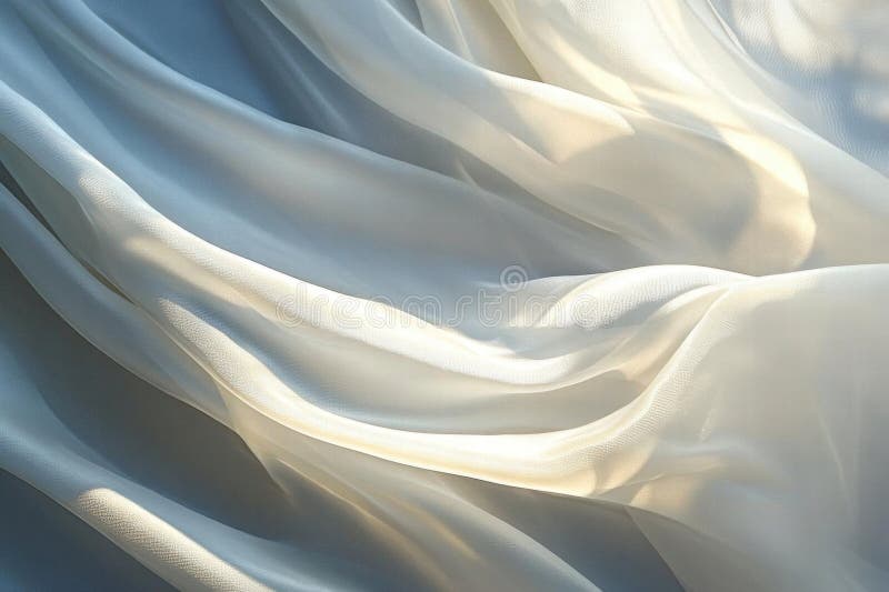 Sunlight Illuminates Elegant Draped Fabric, Showcasing Its Soft Texture ...