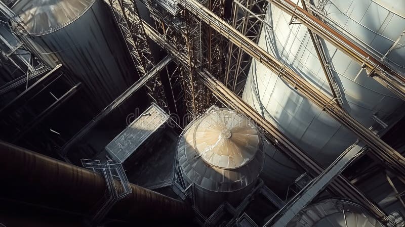 Industrial Silos and Metal Structures Creating Complex Geometric ...