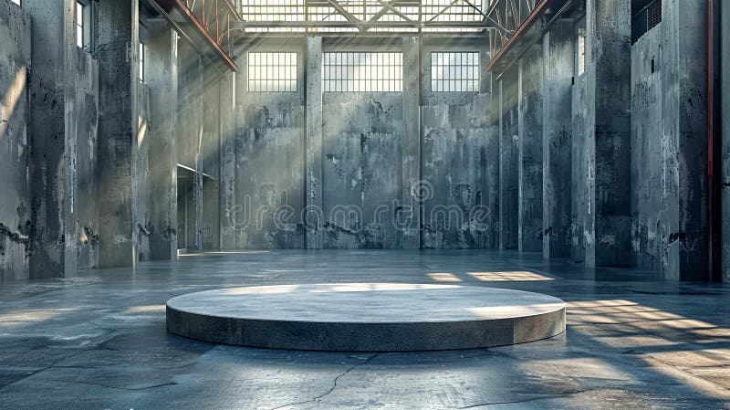 A Spacious Industrial Warehouse with Sunlight Streaming through Large ...