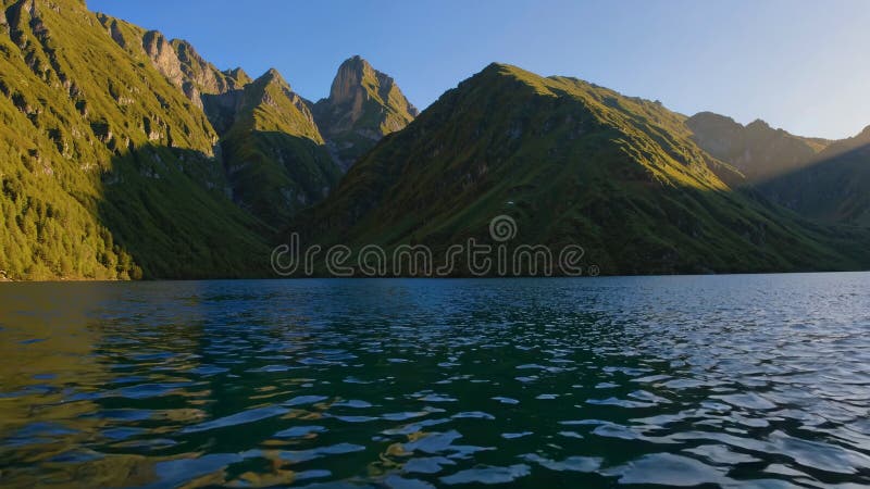 Sunlight Warming Verdant Mountain Slopes, Casting Golden Reflections ...