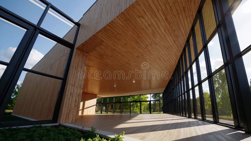Wooden Clad Pavilion Bathing in Warm Sunlight, Featuring Expansive ...