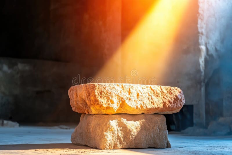 Sunlight Illuminating Ancient Stone Altar in a Sacred Temple Setting ...