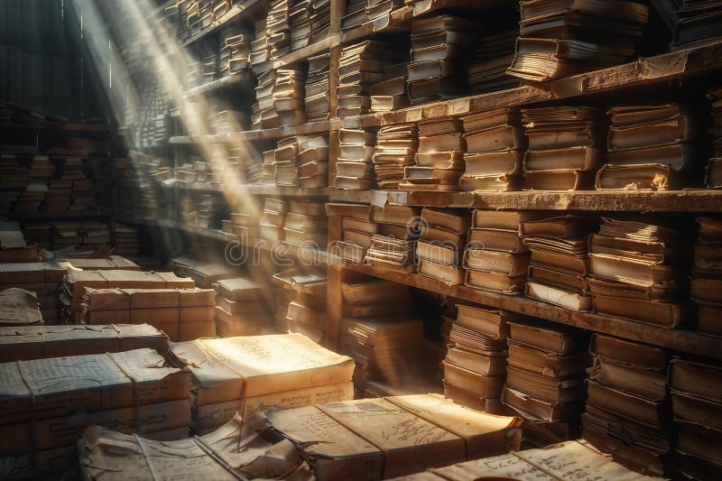 Sunlight Illuminating an Archive Room with Classified Files Stock ...