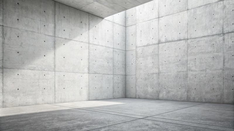 Sunlight Illuminating Empty Concrete Room with Square Opening Stock ...