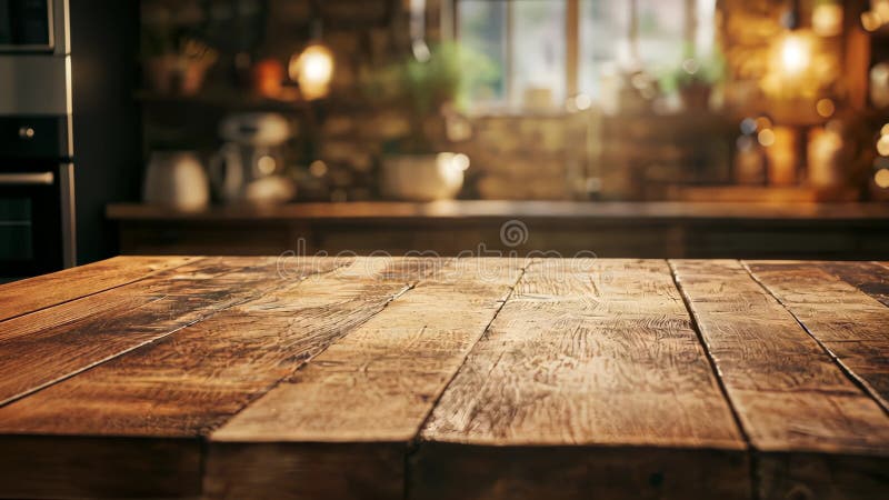 Sunlight Illuminating Empty Wooden Surface, Soft Kitchen Inviting ...